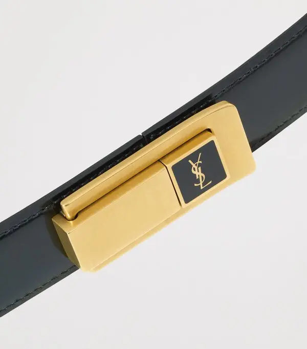 Saint Laurent Leather Cassandre Charniere Belt