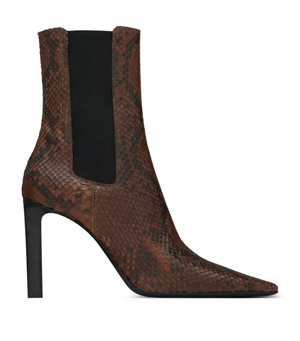 Saint Laurent Snakeskin Francoise Ankle Boots 95 - Nude