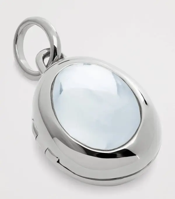 Monica Vinader Sterling Silver And Rock Crystal April Birthstone Locket