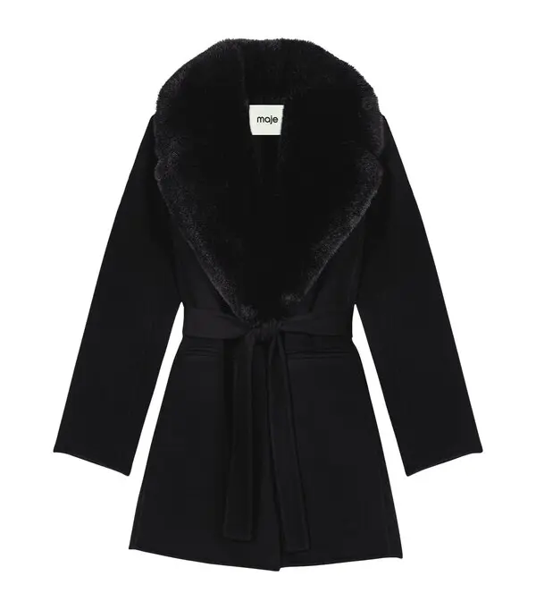 Maje Wool-blend Wrap Coat