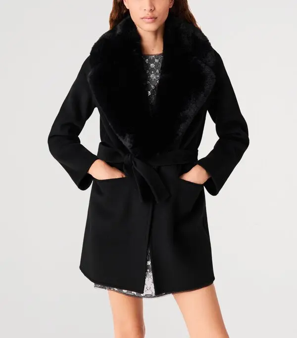 Maje Wool-blend Wrap Coat