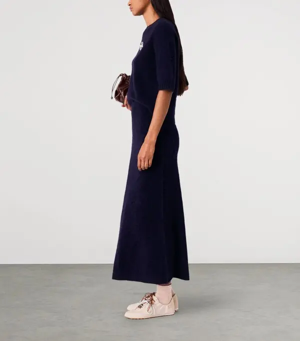 Maje Wool Midi Skirt - Blue