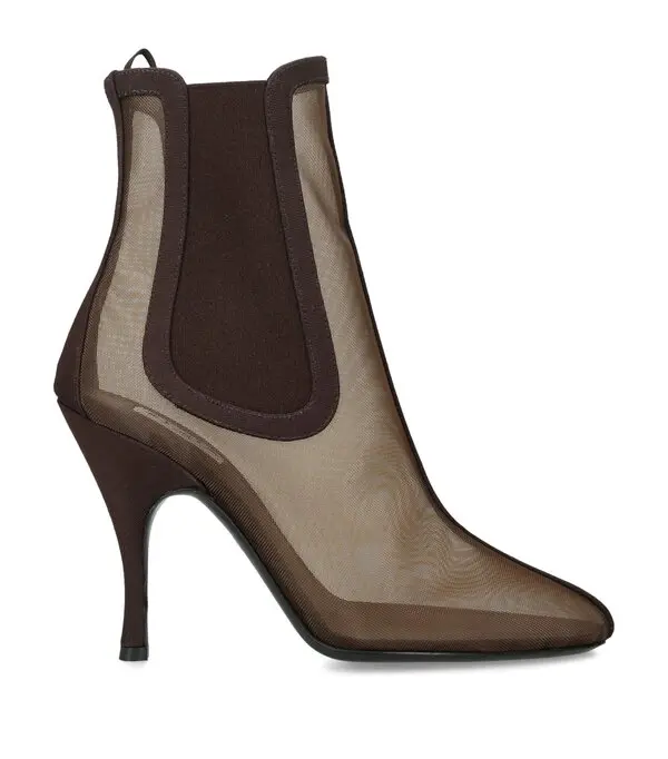 Alaïa Mesh Heeled Chelsea Boots 100 - Brown