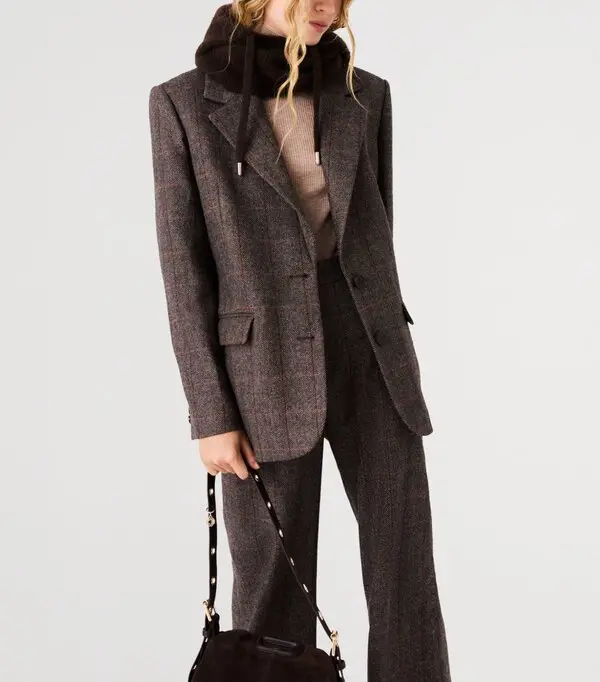 Maje Wool-blend Belted Blazer
