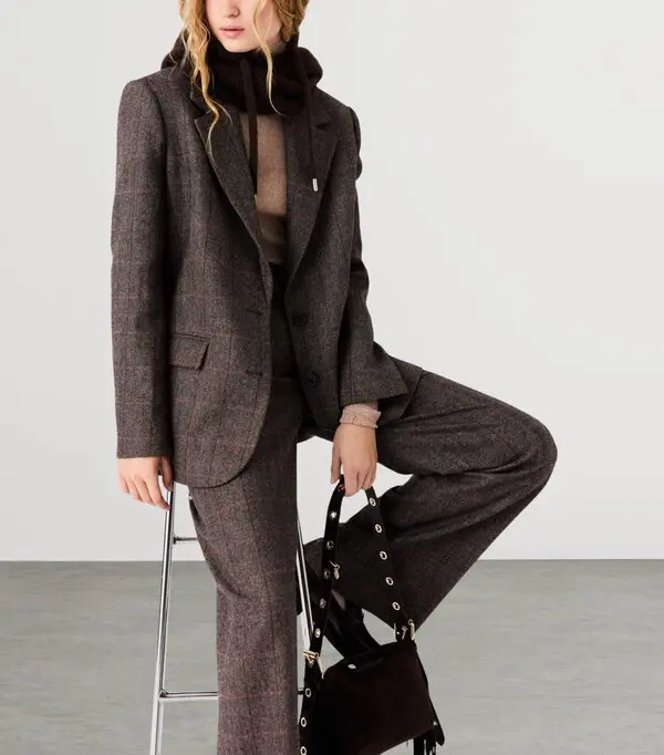 Maje Wool-blend Belted Blazer