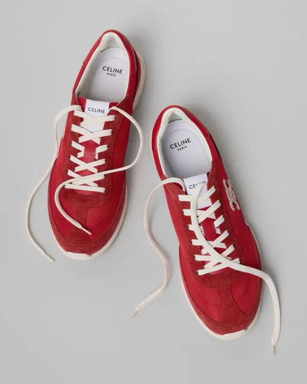 Celine Racer Sneaker In Nylon, Suede Calfskin And Calfskin