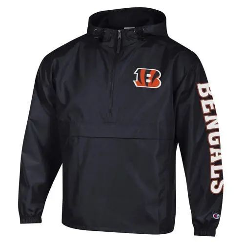 Champion Cincinnati Bengals Packable Hooded Windbreaker Half-zip Jacket