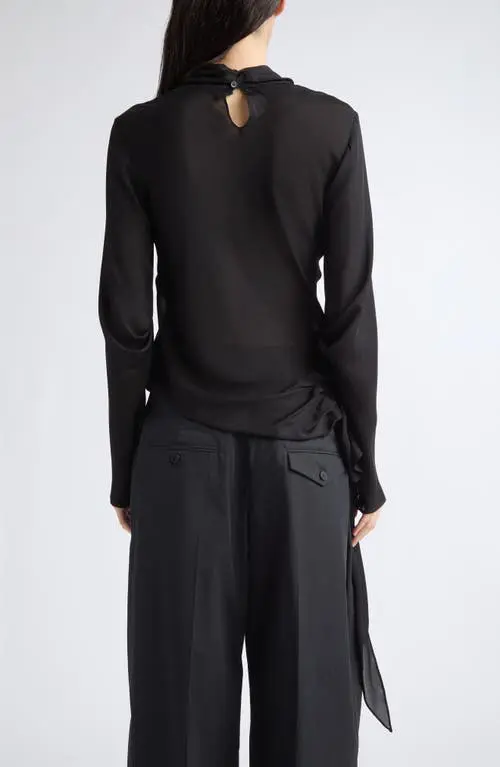 KALLMEYER Ornella Draped Silk Georgette Top - Black