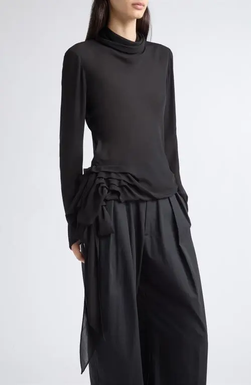 KALLMEYER Ornella Draped Silk Georgette Top - Black