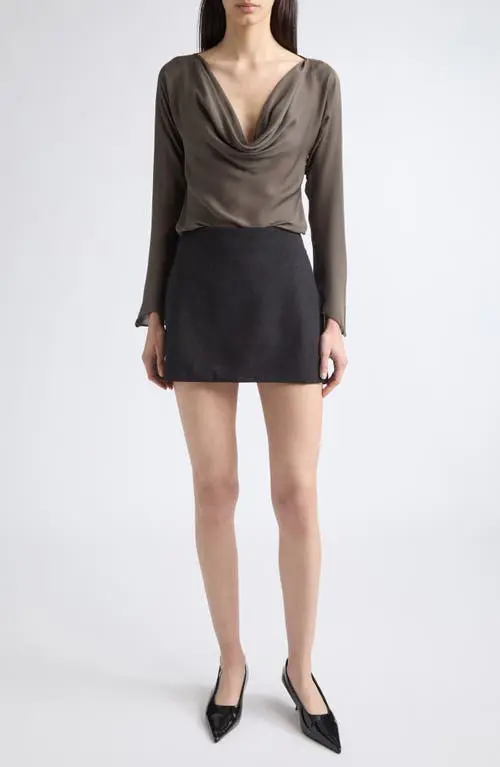 KALLMEYER Wilka Cowl Neck Silk Georgette Top - Granite
