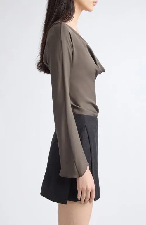 KALLMEYER Wilka Cowl Neck Silk Georgette Top - Granite