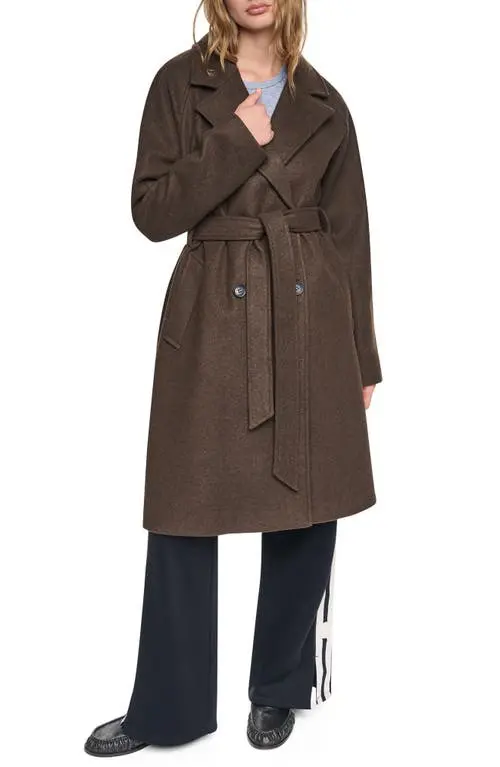 Dkny Belted Faux Wool Coat - Bitter
