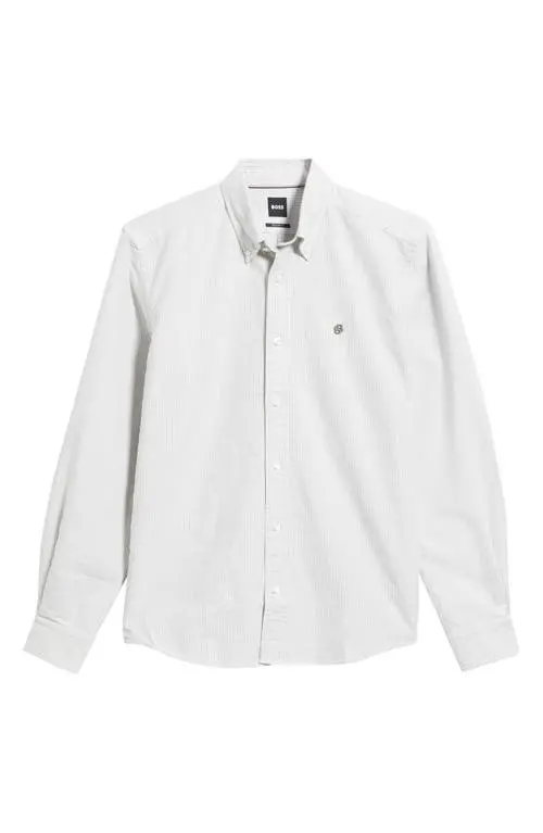 BOSS Liam Button Down Cotton Shirt - Open Green