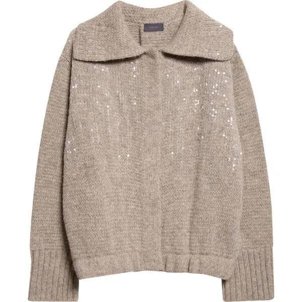 HAIKURE Sadie Sequin Wool Bomber Jacket - Hazelnut