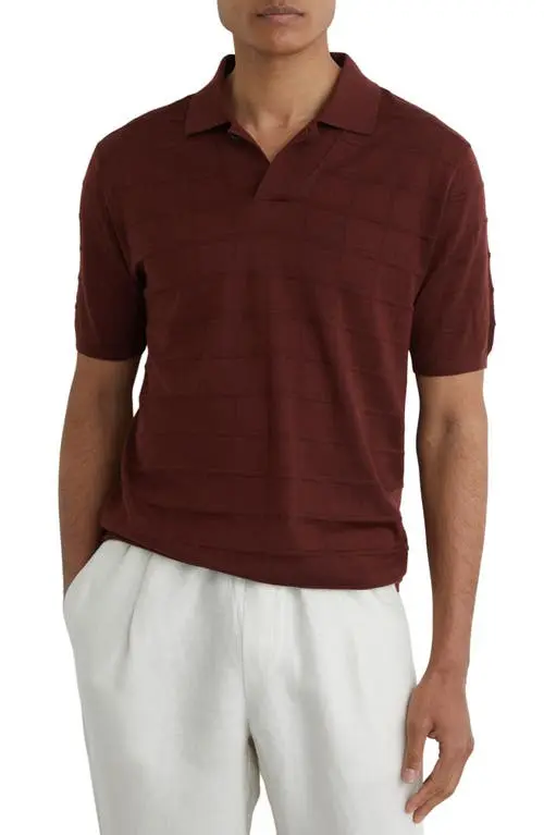 REISS Serval Check Texture Polo Sweater