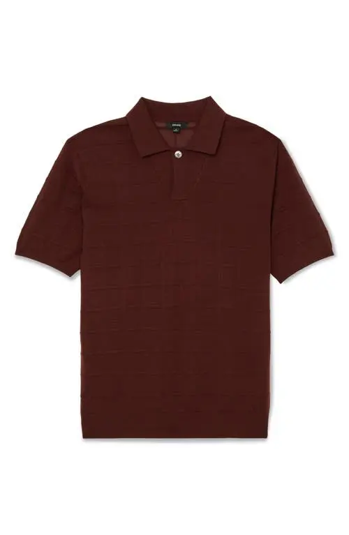 REISS Serval Check Texture Polo Sweater