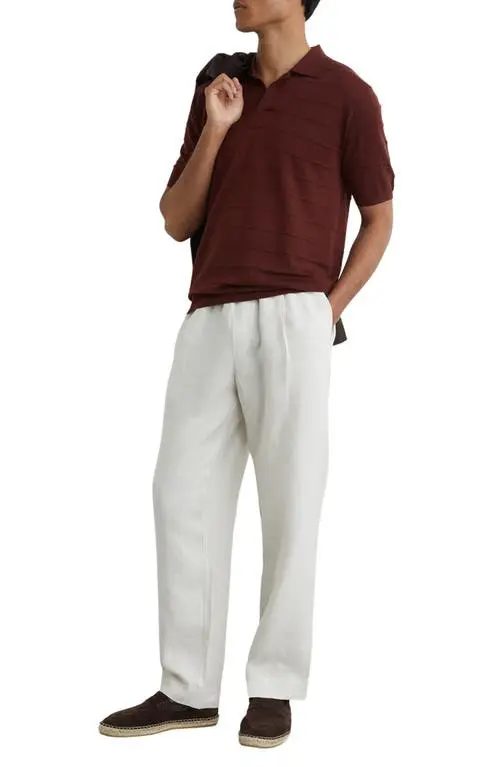 REISS Serval Check Texture Polo Sweater