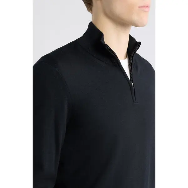 BOSS Ebenji Wool Quarter Zip Sweater - Black