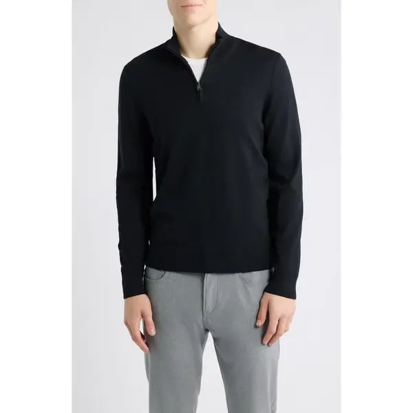 BOSS Ebenji Wool Quarter Zip Sweater - Black