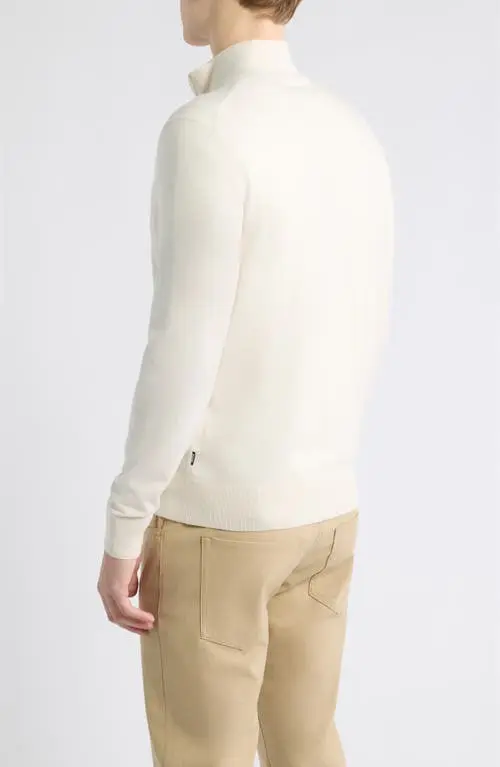 BOSS Ebenji Wool Quarter Zip Sweater - Open White