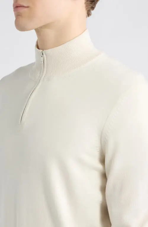 BOSS Ebenji Wool Quarter Zip Sweater - Open White