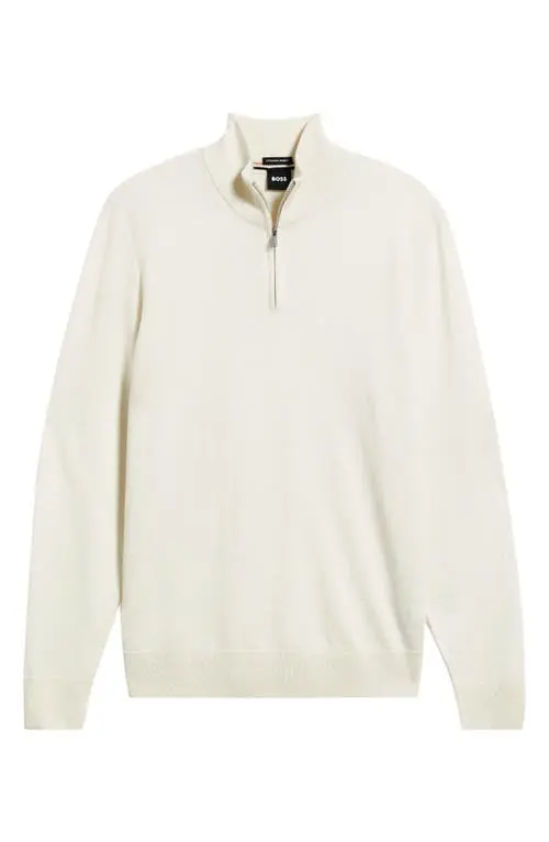 BOSS Ebenji Wool Quarter Zip Sweater - Open White