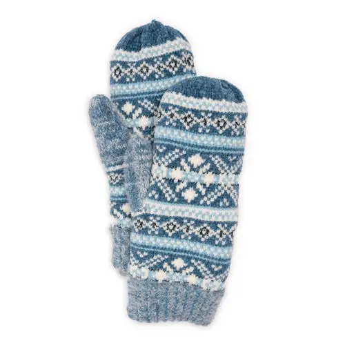 MUK LUKS Chenille Eyelash Mix Mitten - Teal Multi