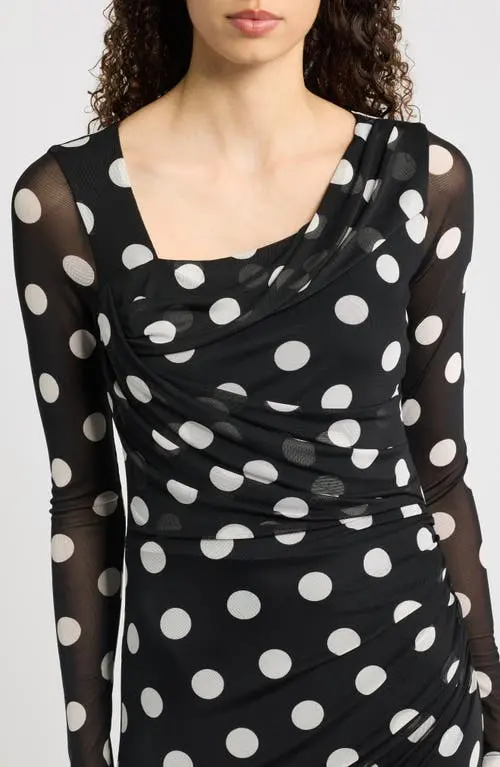 Black Halo Lazul Ruched Long Sleeve Gown