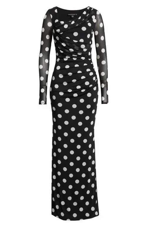 Black Halo Lazul Ruched Long Sleeve Gown