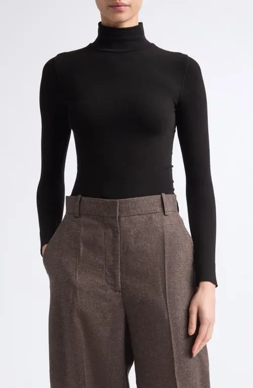 TOTEME Compact Jersey Mock Neck Top - Black