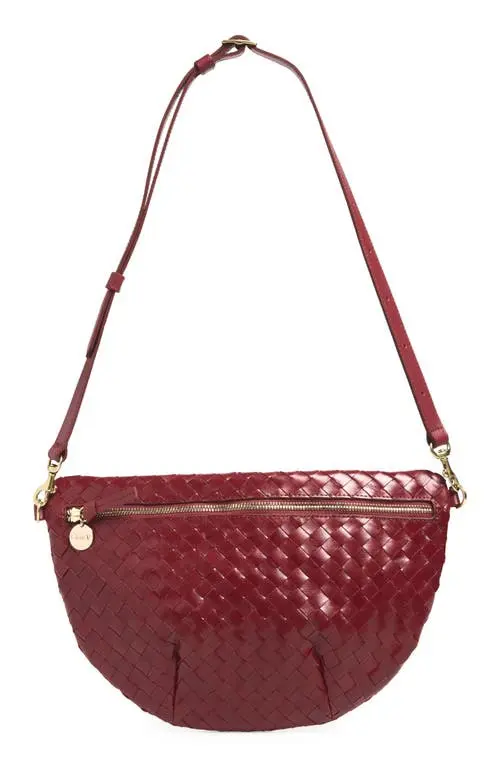 Clare V. Grande Woven Leather Belt Bag - Garnet