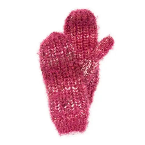 MUK LUKS Chunky Space Dye Eyelash Knit Mittens - Berry Multi