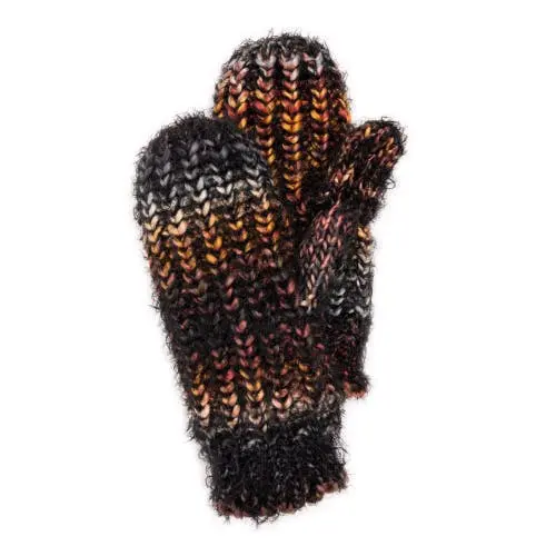 MUK LUKS Chunky Space Dye Eyelash Knit Mittens - Ebony Multi