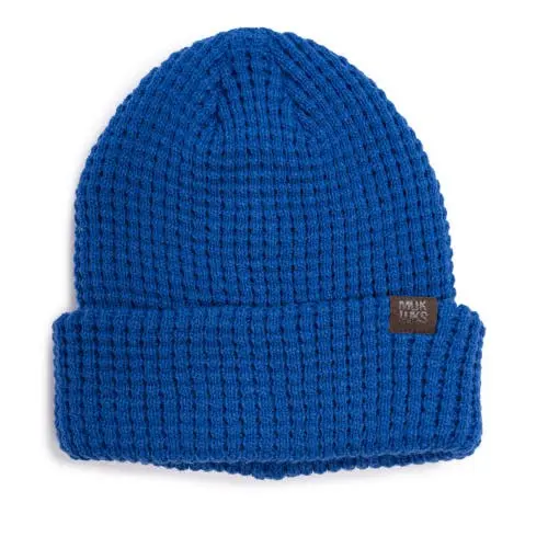 MUK LUKS Cuffed Waffle Stitch Knit Beanie - Blue