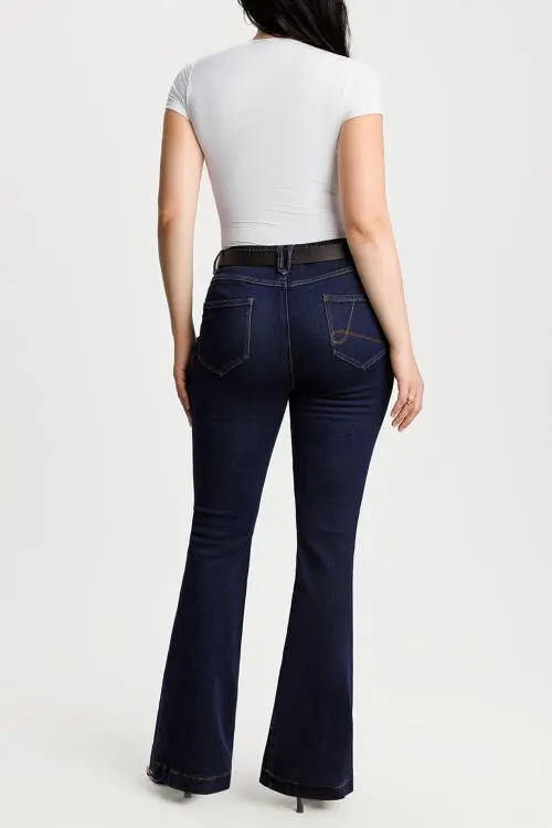 POPILUSH Sculpting High-rise Stretch Flare Jeans - Indigo