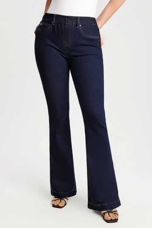 POPILUSH Sculpting High-rise Stretch Flare Jeans - Indigo