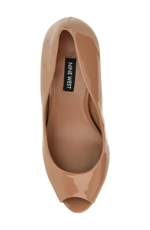 Nine West Tyrah Faux Leather Peep Toe Pump - Medium Natural