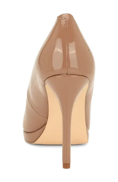 Nine West Tyrah Faux Leather Peep Toe Pump - Medium Natural