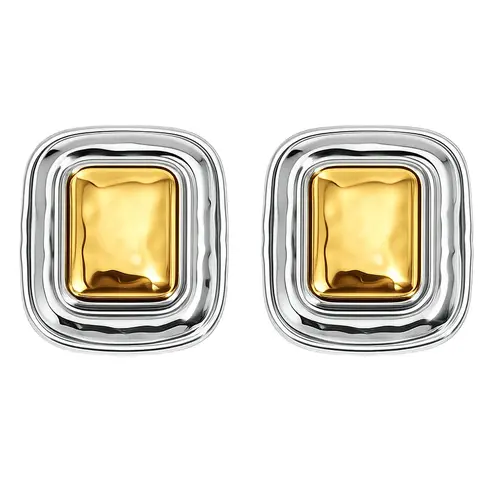 ALAIS BRANCHE Blair Gold Square Earrings - Silver