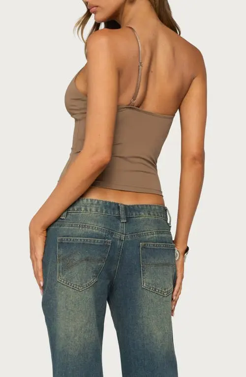 EDIKTED One Shoulder Lace Trim Cutout Camisole