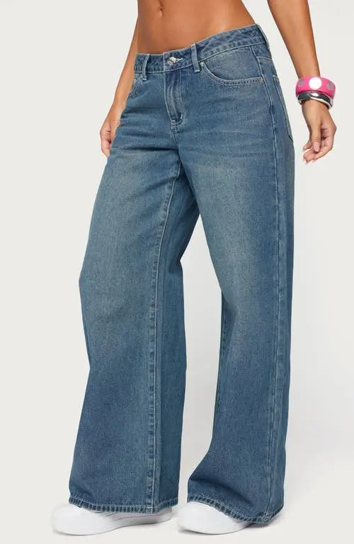 EDIKTED Contrast Stitch Low Rise Baggy Jeans