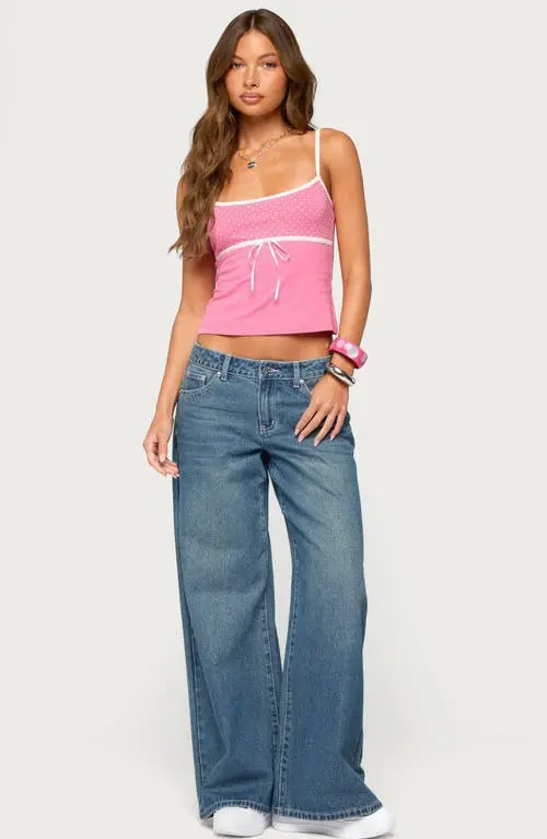 EDIKTED Contrast Stitch Low Rise Baggy Jeans
