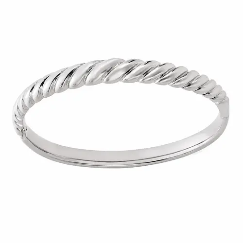 ALAIS BRANCHE Jovi Ribbed Hinged Bracelet - Silver