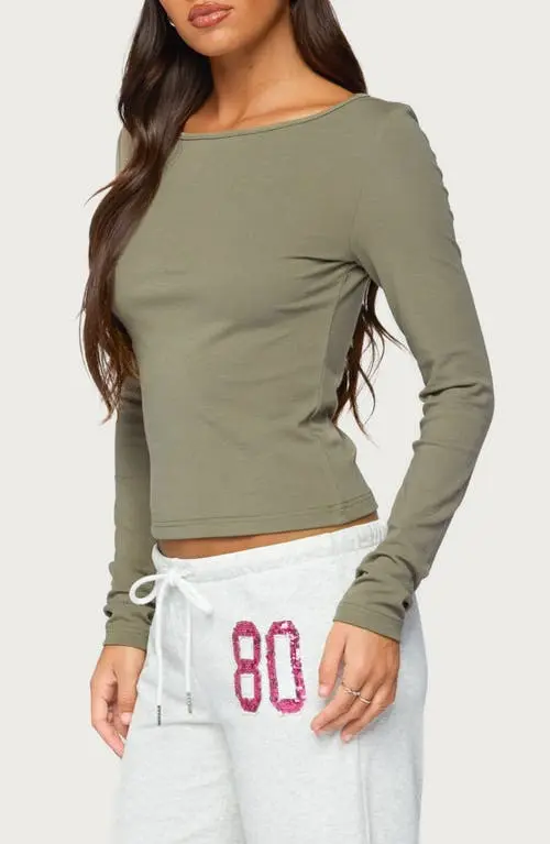 EDIKTED Savi Boat Neck Stretch Cotton Blend Top