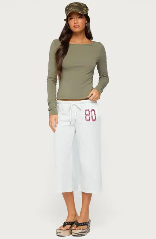 EDIKTED Savi Boat Neck Stretch Cotton Blend Top