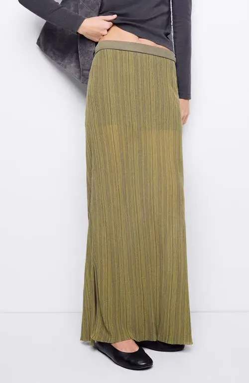 Mango Pleated Knit Maxi Skirt - Green