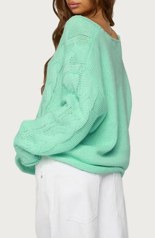 EDIKTED Inga Oversized Cable Knit V-neck Sweater