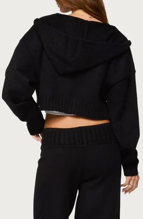 EDIKTED Russell Crop Hooded Zip Sweater