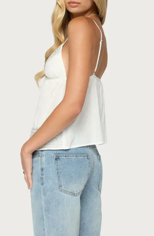 EDIKTED Shilah Embroidered Cotton Babydoll Tank Top