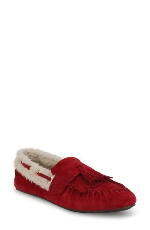 Vintage Havana Zen Moccasin Slipper - Red Suede